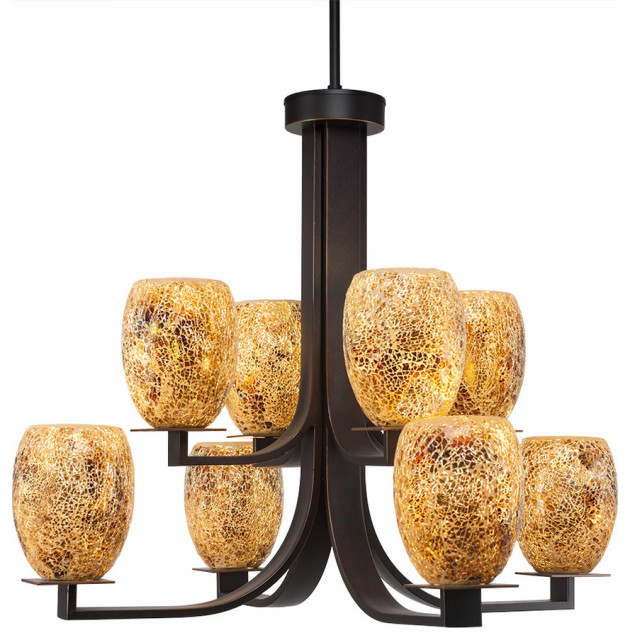 Apollo 8-Light Chandelier, Dark Granite/Gold Fusion - Contemporary ...