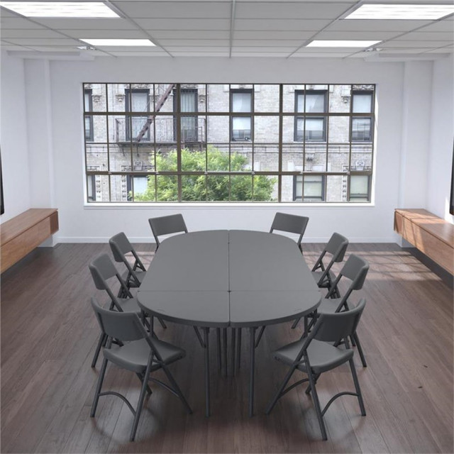 ZOWN Classic 6' Commercial Blow Folding Table in Gray - Transitional ...