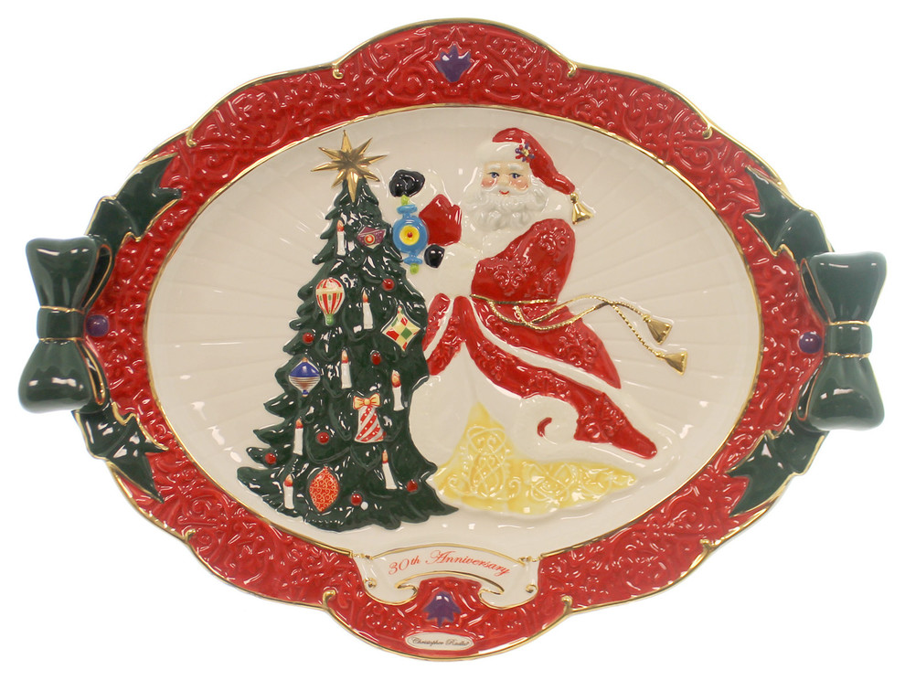 Christopher Radko HANGING W/ JOY PLATTER Ceramic 30th Anniversary Santa ...