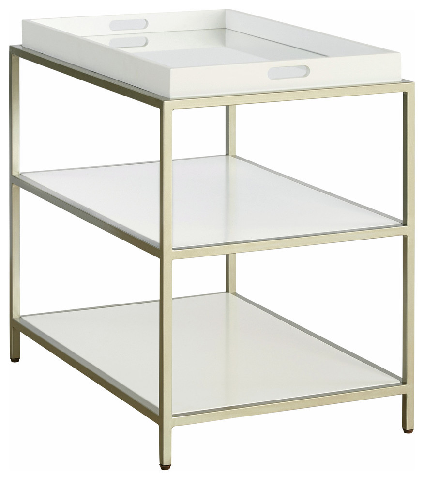 Casana Furniture Hemming Rectangular End Table With Tray, Ivory ...