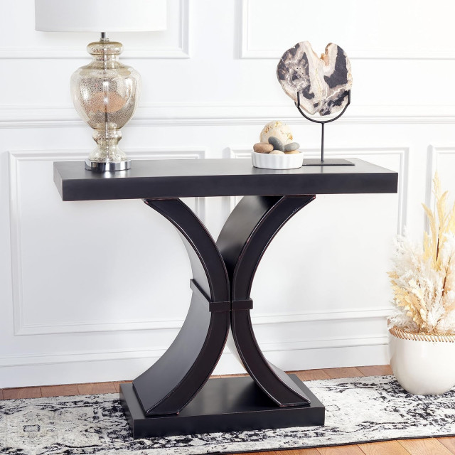 Modern Console Table, Unique Curved X-Shaped Base & Large Top ...