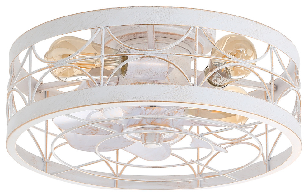 16.5"LED Caged Ceiling Fans With Light Kit and Remote Control - Modern ...