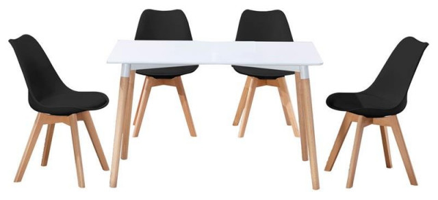 Best Master Mirage Modern 5-Piece Solid Wood Dining Set in Black ...