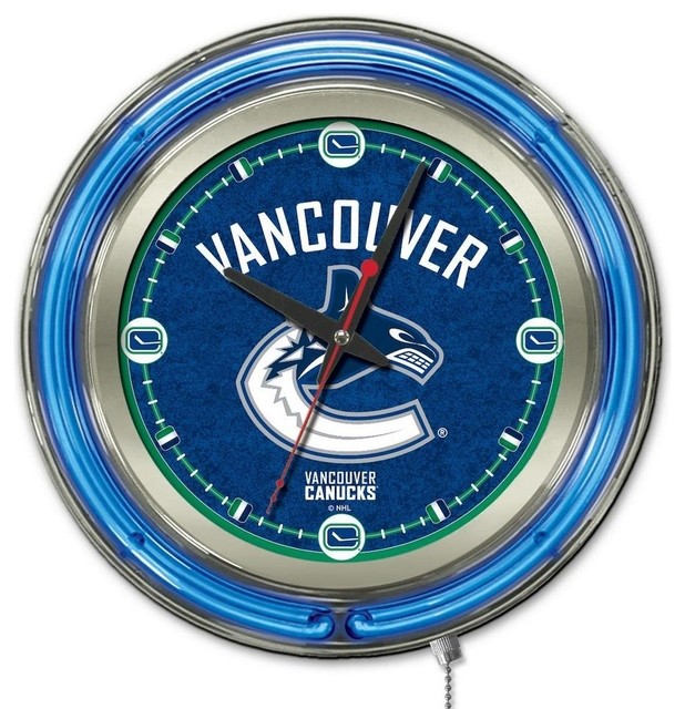 Vancouver Canucks Neon Clock - Contemporary - Wall Clocks - by Holland ...