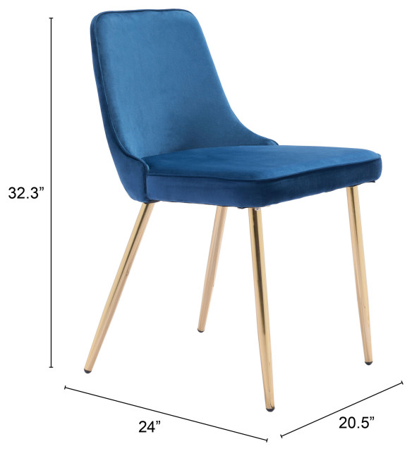 Merritt Dining Chair, Set of 2 Navy & Gold - Midcentury - Dining Chairs ...