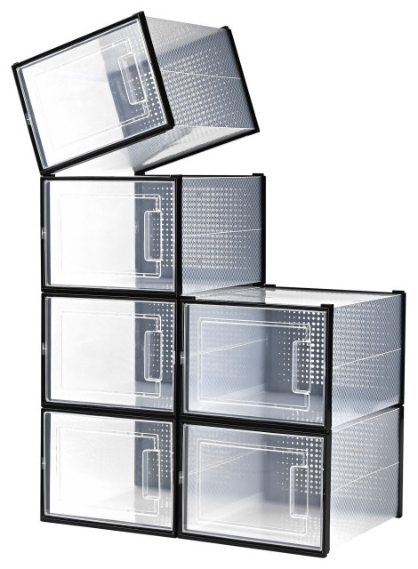 Yescom 6 Pack High Heel Shoe Storage Box Stackable Container Foldable ...