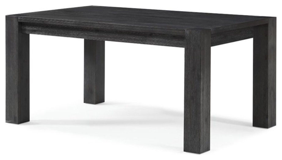 Bowery Hill Contemporary / Modern Wood Top Black Solid Wood Extendable ...