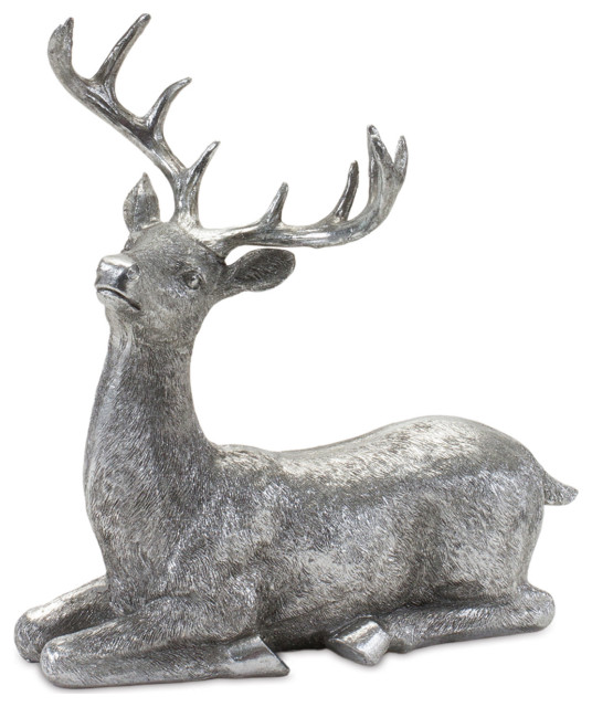 Silver Deer Statue, 2-Piece Set - Rustic - Holiday Accents And ...