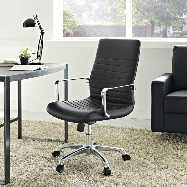Modern Contemporary Office Chair, Black Faux Leather - Contemporary ...