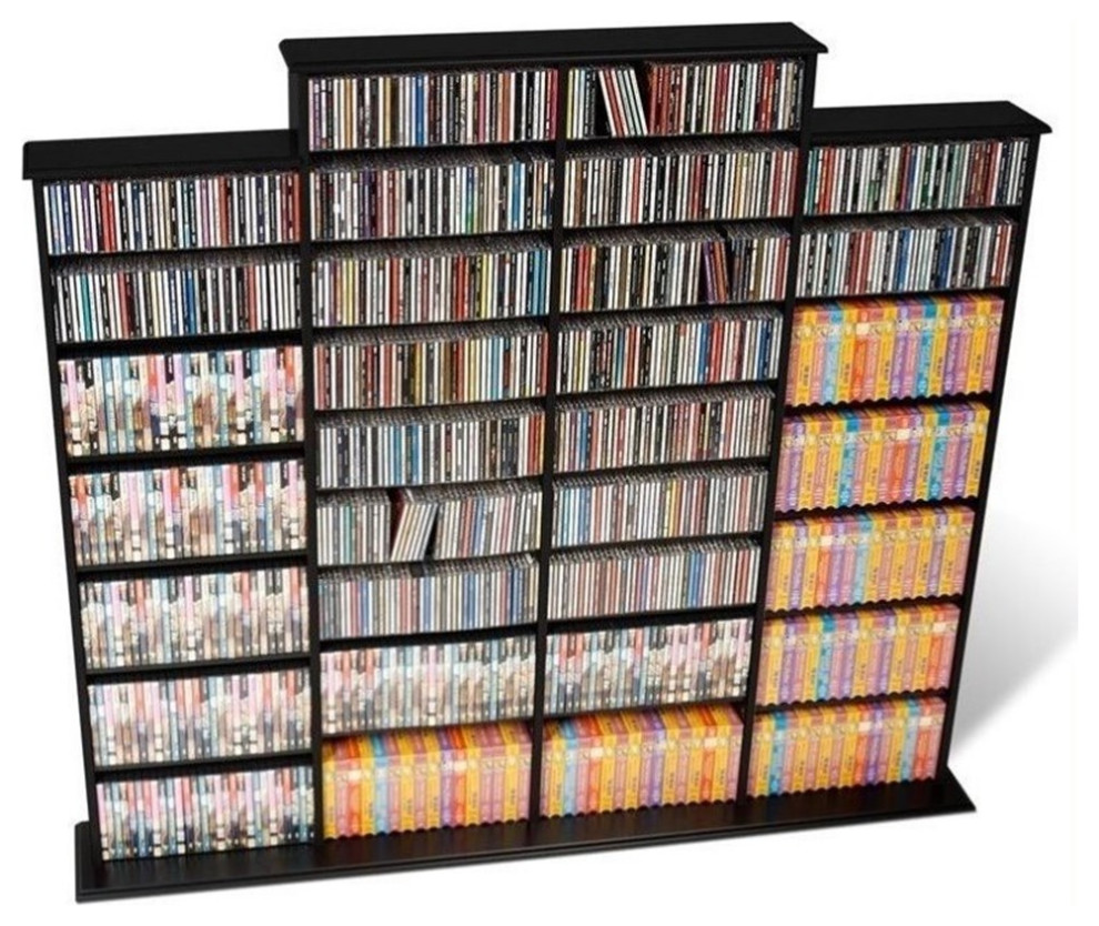 Bowery Hill 64" CD DVD Wall Media Storage Rack in Black - Transitional ...