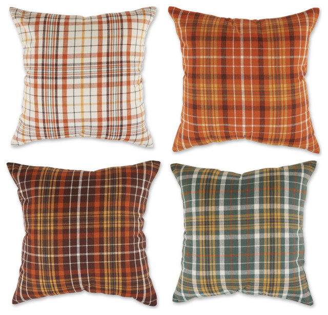 DII Asst Fall Plaid Pillow Cover 18x18", 4 Piece - Farmhouse ...