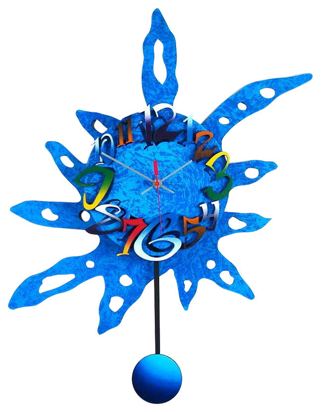 Blue Flower Wall Clock - Contemporary - Wall Clocks - by david scherer ...