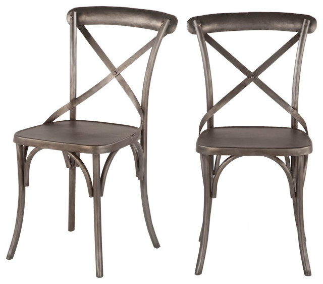 Anderson Reclaimed Iron Dining Chairs, Set of 2 - Industrial - Dining ...