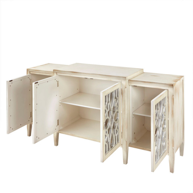 Madison Park Folio Antique White Wood Farmhouse Storage Buffet ...