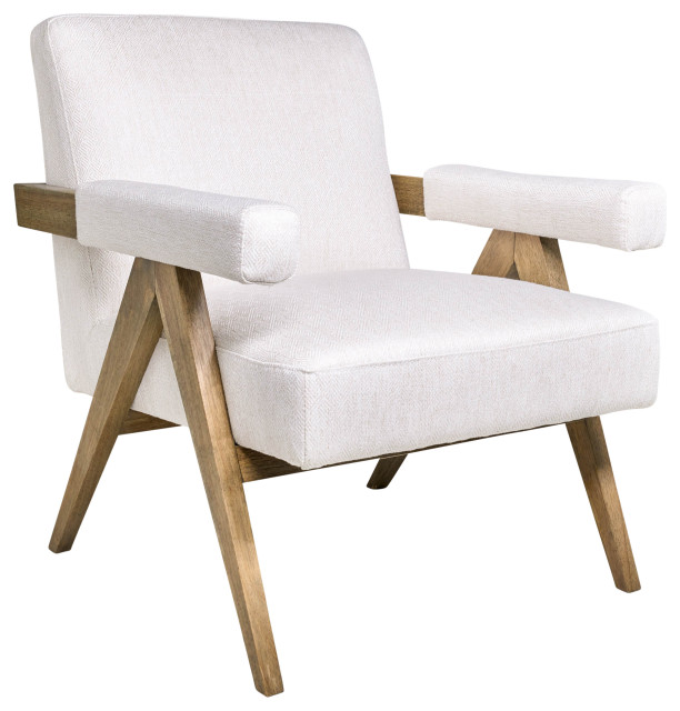 Wood - Scandinavian Accent Chair - Ivory - Midcentury - Armchairs And ...