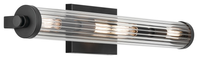 25" 4-Light Linear Vanity Light With Clear Fluted Glass - Transitional ...