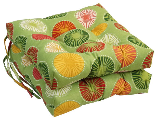 16" Polyester Outdoor Square Tufted Chair Cushions, Set of 4, Beringer ...