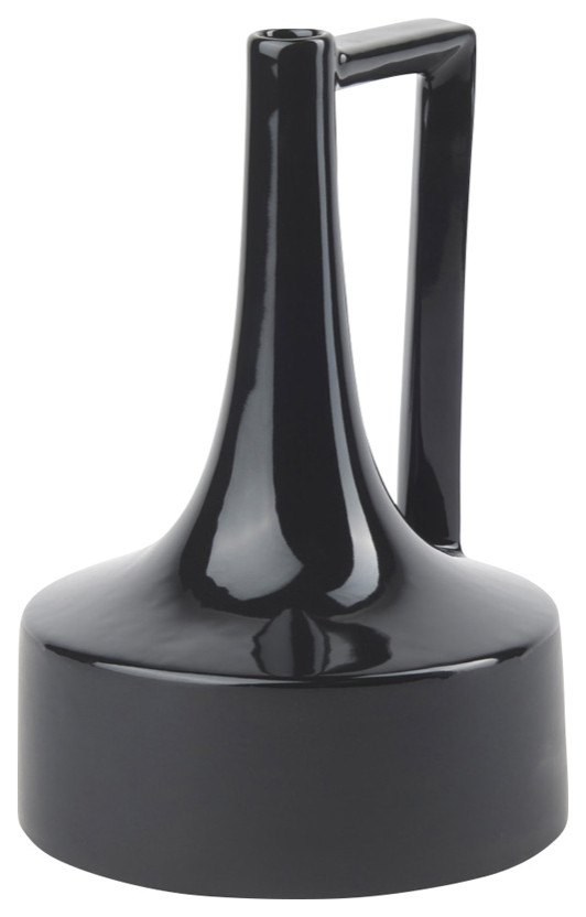 Burton Black Ceramic Jug Style Vase, 10" - Transitional - Vases - by ...
