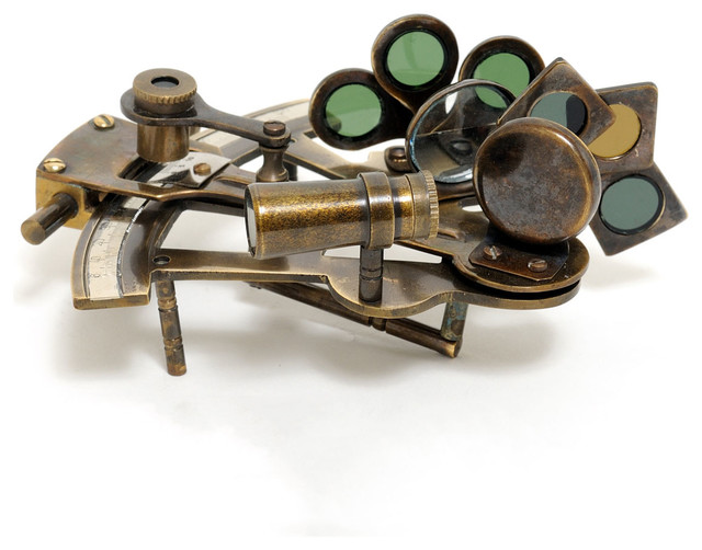 Nautical Sextant, Wood Box, Large - Beach Style - Decorative Objects ...