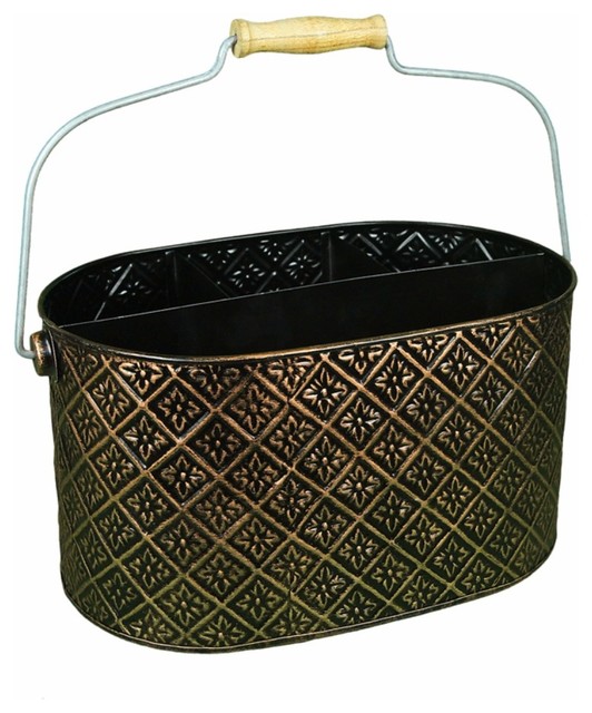 Galvanized Metal Caddy, Copper And Black - Traditional - Baskets - by ...