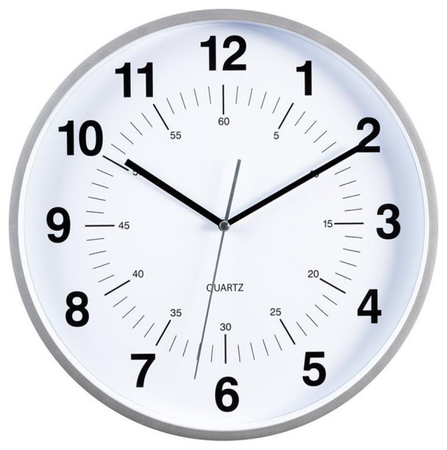 kieragrace KG Contemporary Synchro Silent Wall Clock Silver Plastic ...