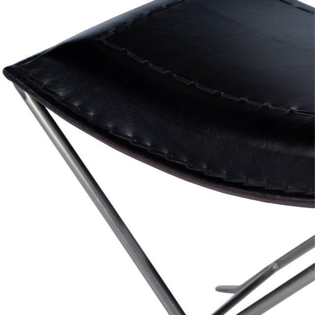 Modern Black Leather Stool - Contemporary - Vanity Stools And Benches ...