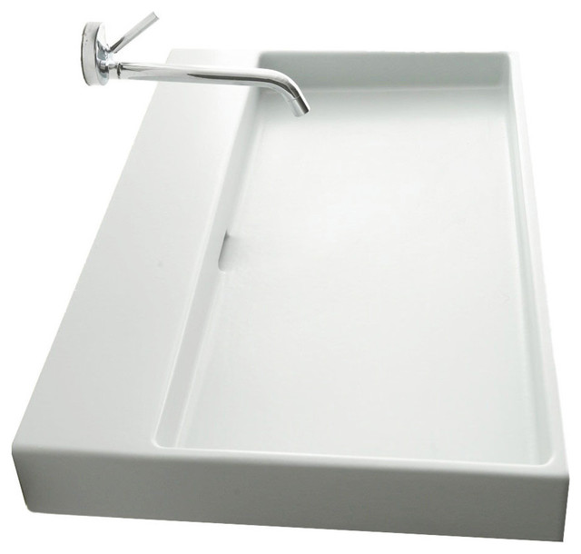 ADA Ceramic Wall Mounted or Vessel Bathroom Sink, 39.4"x17.7", Urban ...