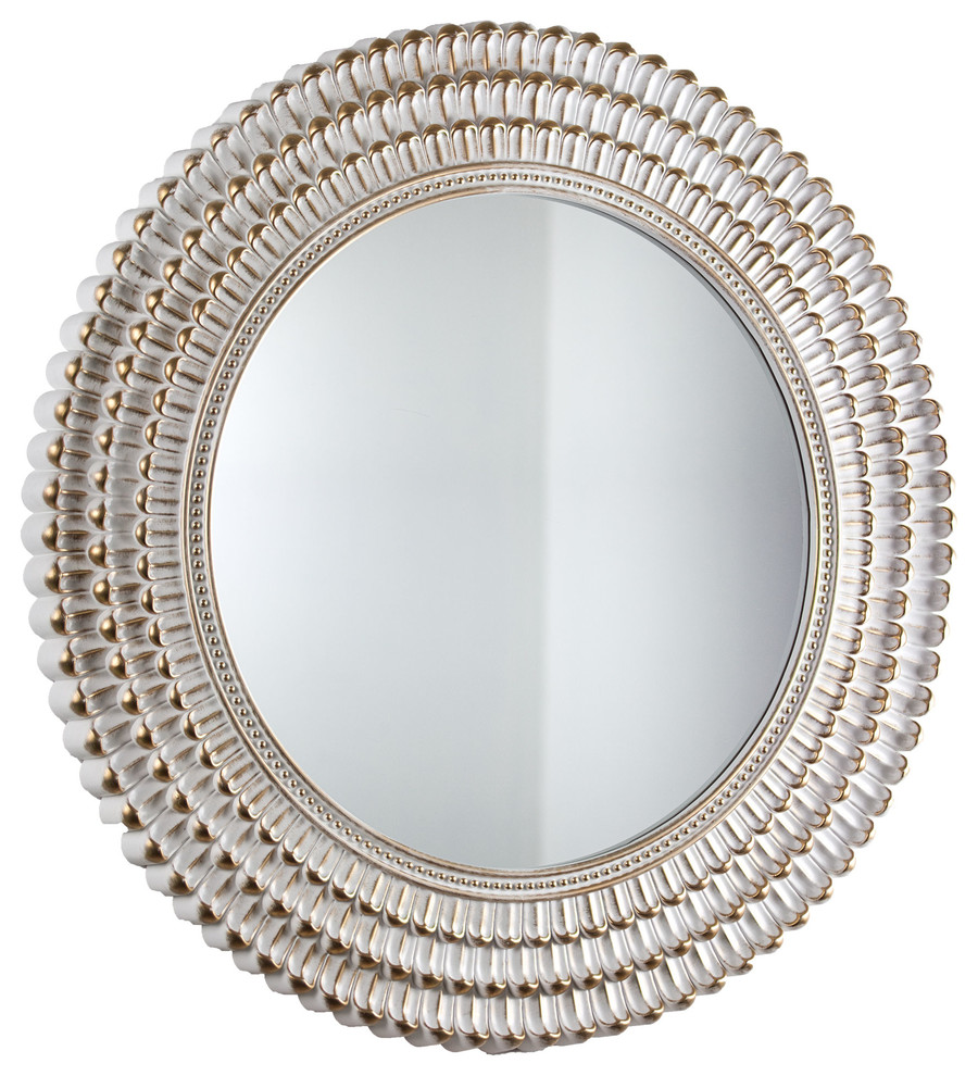 White and Gold Circular Wall Mirror - Traditional - Wall Mirrors - by ...