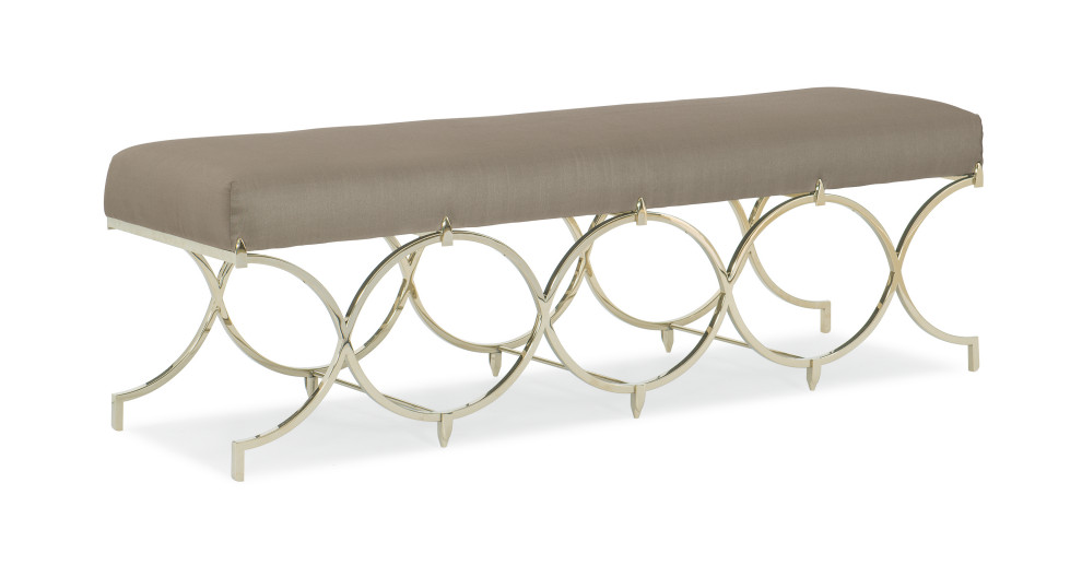 Infinite Possibilities, Taupe Bench With Gold Metal Ring Base ...