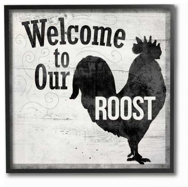 Welcome To The Roost Farm Rustic Grey Word Design, 12"x12" - Farmhouse ...
