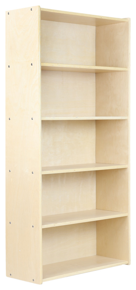 RRI Goods 5-Shelf Classic Birch Wood Bookshelf Wall Storage Organizer ...