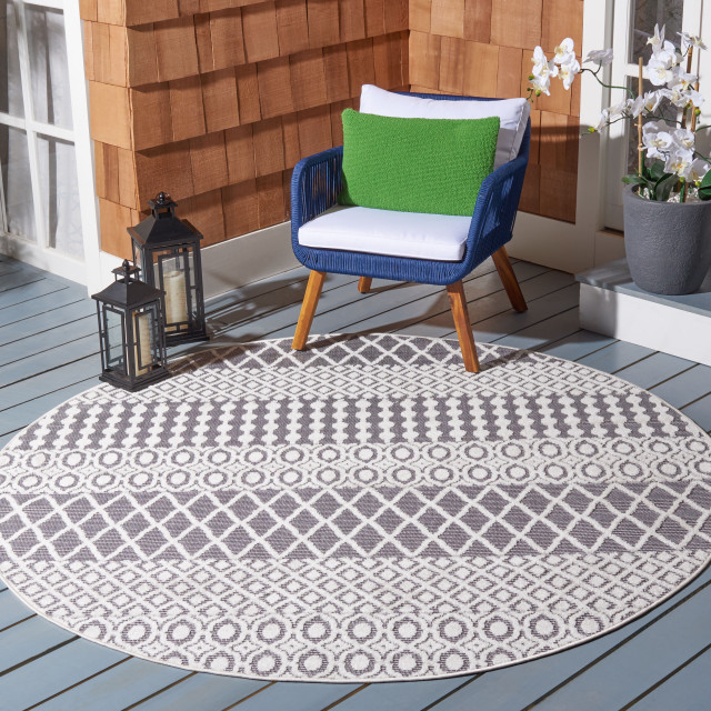 Safavieh Cabana Collection CBN652 Indoor-Outdoor Rug Ivory/Grey, 6'7 ...