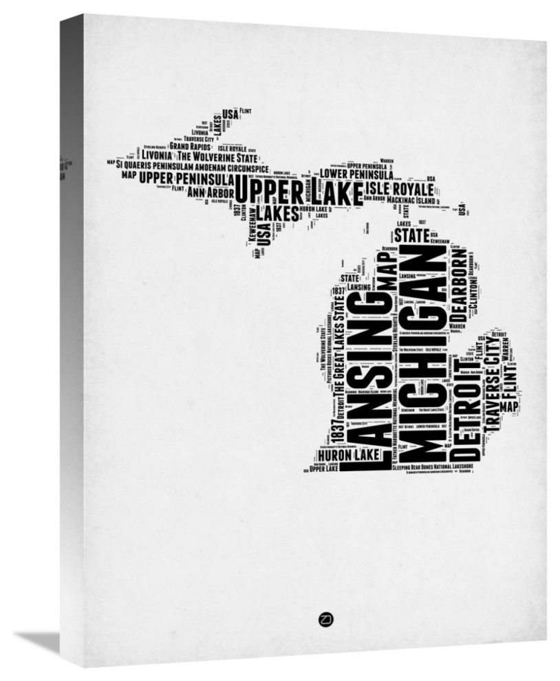 "Michigan Word Cloud 2" Fine Art Print, 18" x 24" - Modern - Prints And ...