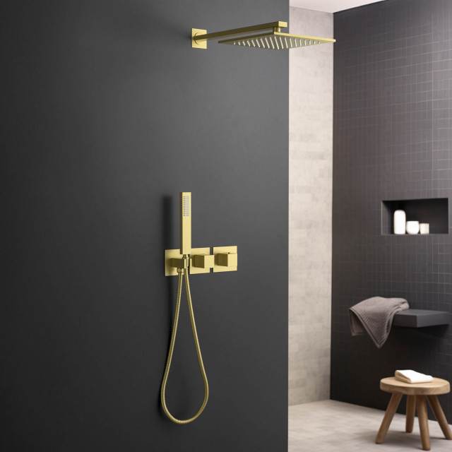 Cube 2 Function Thermostatic Shower System, Rough, Valve - Contemporary ...