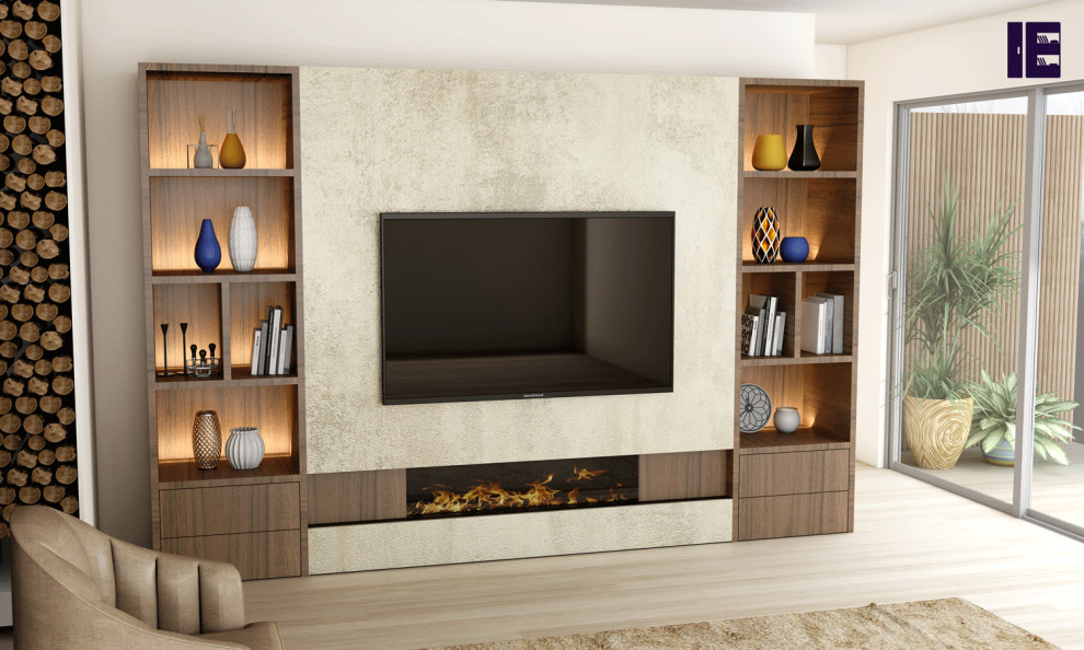 Wall Mounted TV Unit White Chromix Antique Brown Borneo | Inspired ...