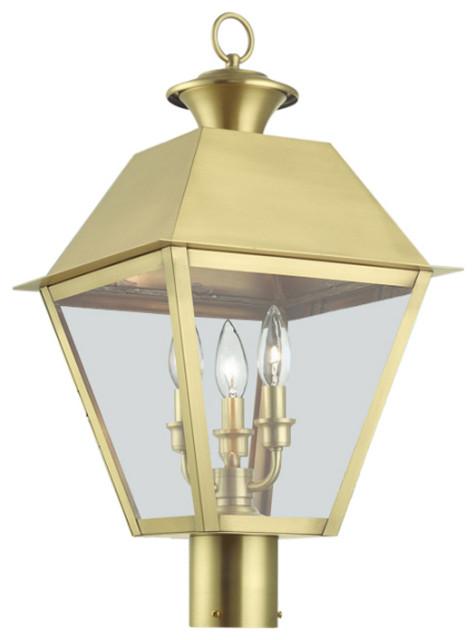 Wentworth 3 Light Natural Brass Outdoor Large Post Top Lantern ...