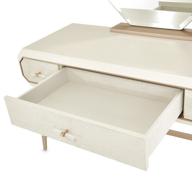 La Rachelle Vanity Set with Mirror & Chair - Medium Champagne ...