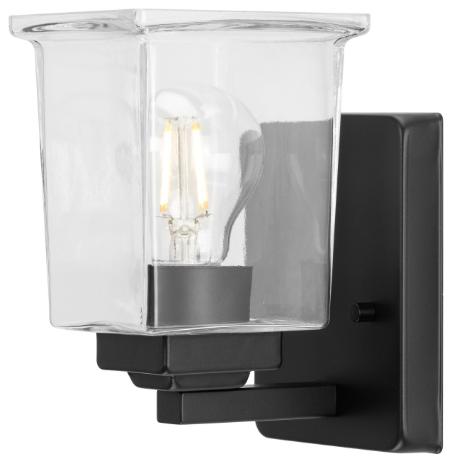 Luxury Craftsman Wall Sconce, Midnight Black - Transitional - Bathroom ...