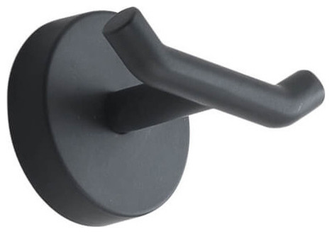 Matte Black Double Robe Hook - Transitional - Robe & Towel Hooks - by ...