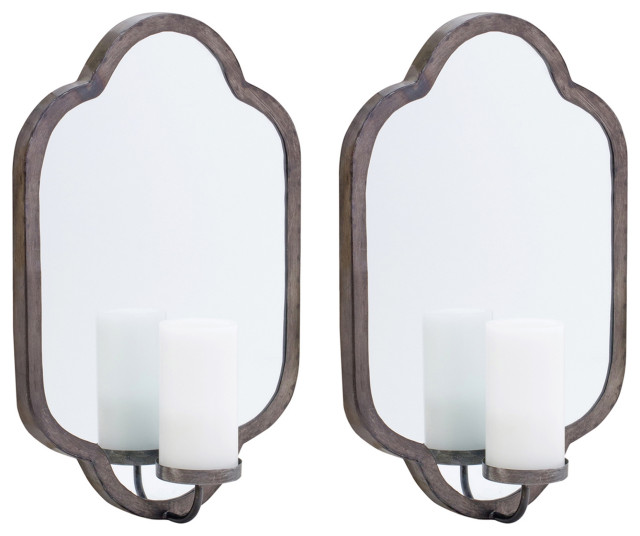 Mirror Wall Sconce Candle Holder, Set of 2 - Farmhouse - Wall Sconces ...