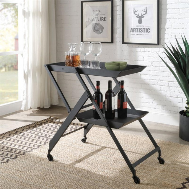 Furniture of America Prescotty Contemporary Metal Foldable Serving Cart ...