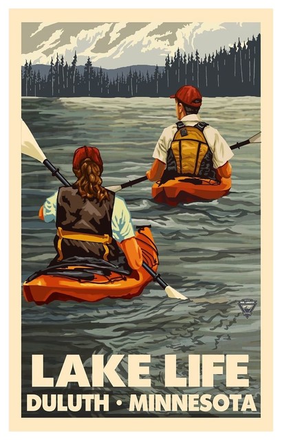 by Artist Paul A. Lanquist Lake Life Art Print, 30"x45" - Contemporary ...