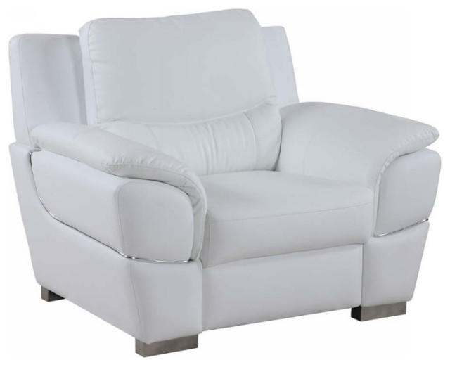 37" White Chic Leather Stationary Chair - Contemporary - Armchairs And ...