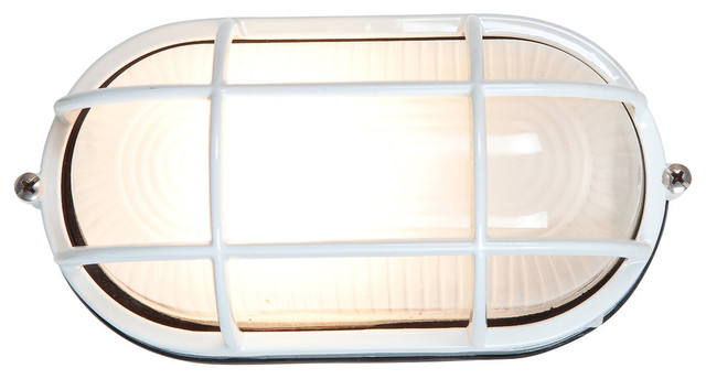 Nauticus Wet Location LED Bulkhead, White With Frosted Glass - Beach ...