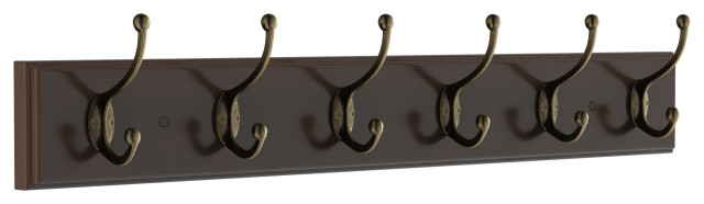 Wall Hook Rail-Mounted Hanging Rack With 6 Hooks Storage Organization ...