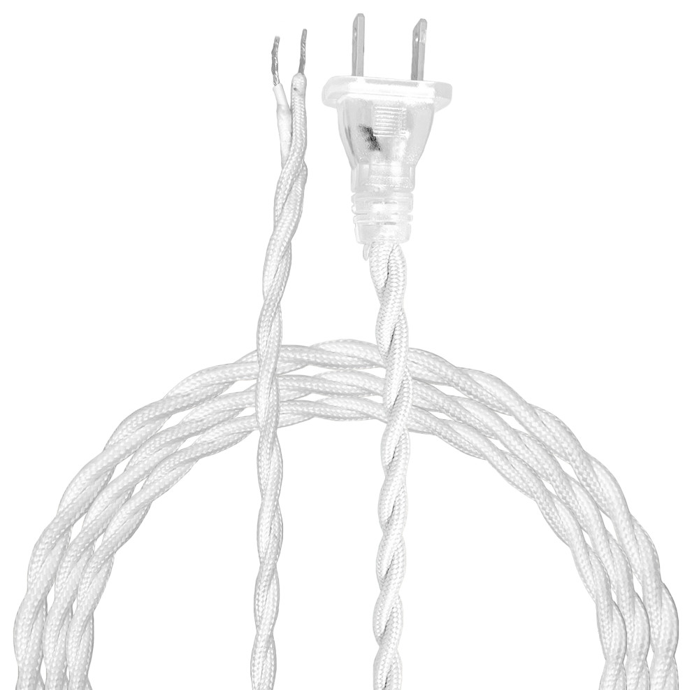 Twisted Rayon Lamp Cord With NEMA-15P Plug, Stripped Ends Ready for ...