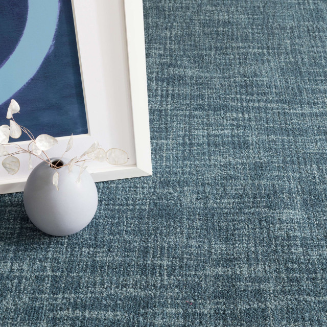 Crosshatch Denim Micro Hooked Wool Rug, Runner-2.5'x8' - Contemporary ...