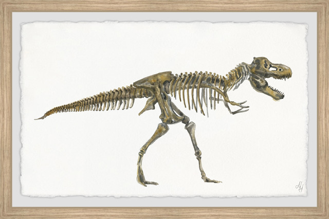 "Tyrannosaurus Skeleton" Framed Painting Print, 36"x24" - Contemporary ...