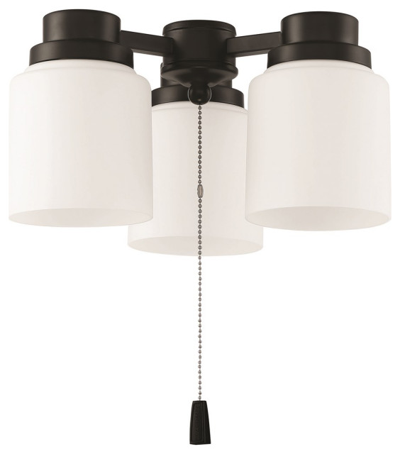 Craftmade 3 Light Universal Fan Light Kit, Flat Black - Transitional ...