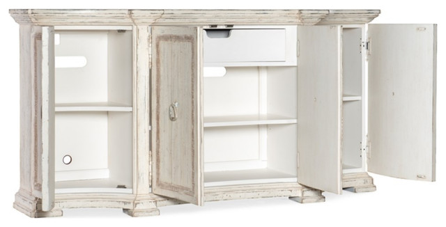 Traditions Four Door Buffet in Distressed Beige Wood Finish - French ...